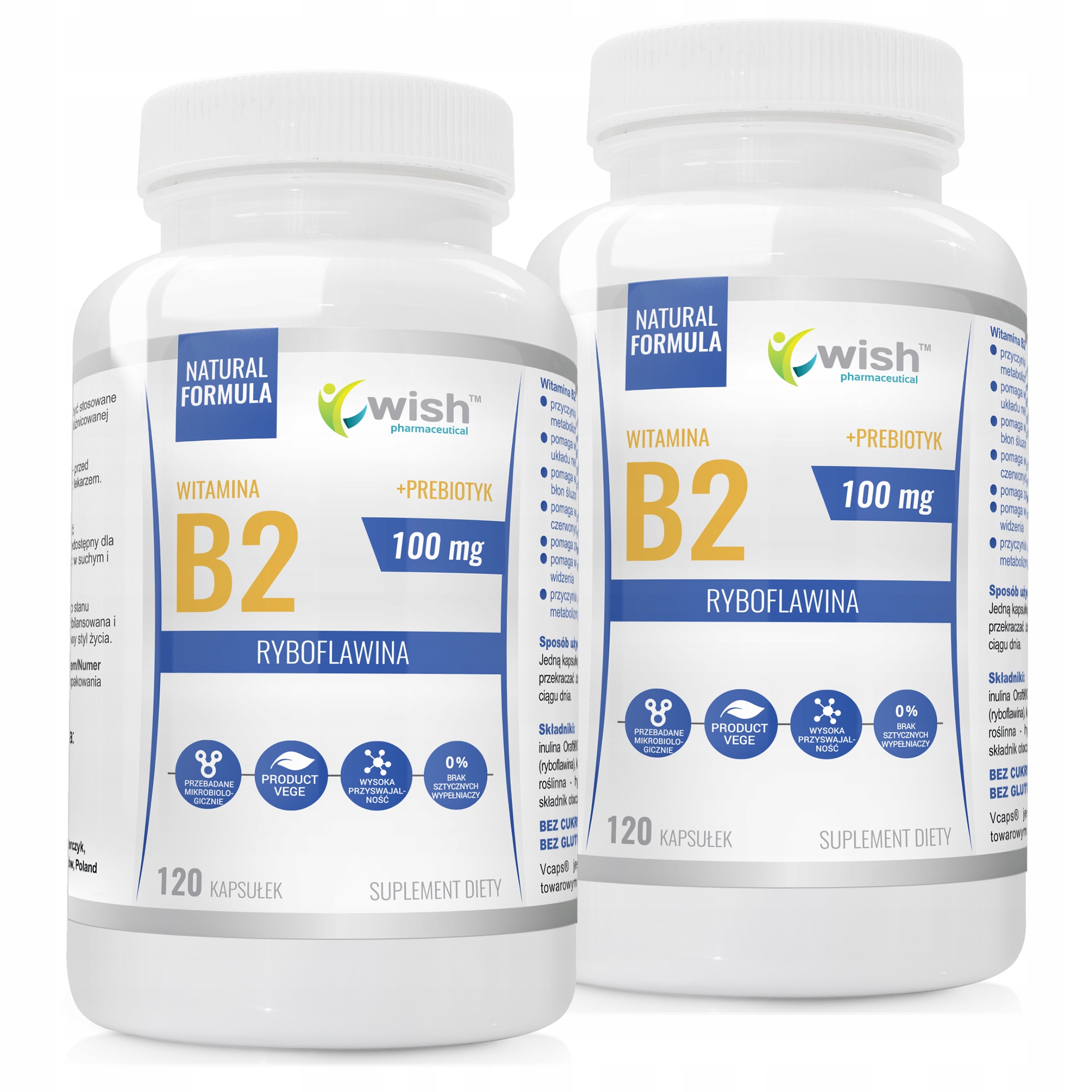 WITAMINA B2 100mg RYBOFLAWINA + PREBIOTYK 2x120kap (5903351713016) • Cena, Opinie • Preparaty ...