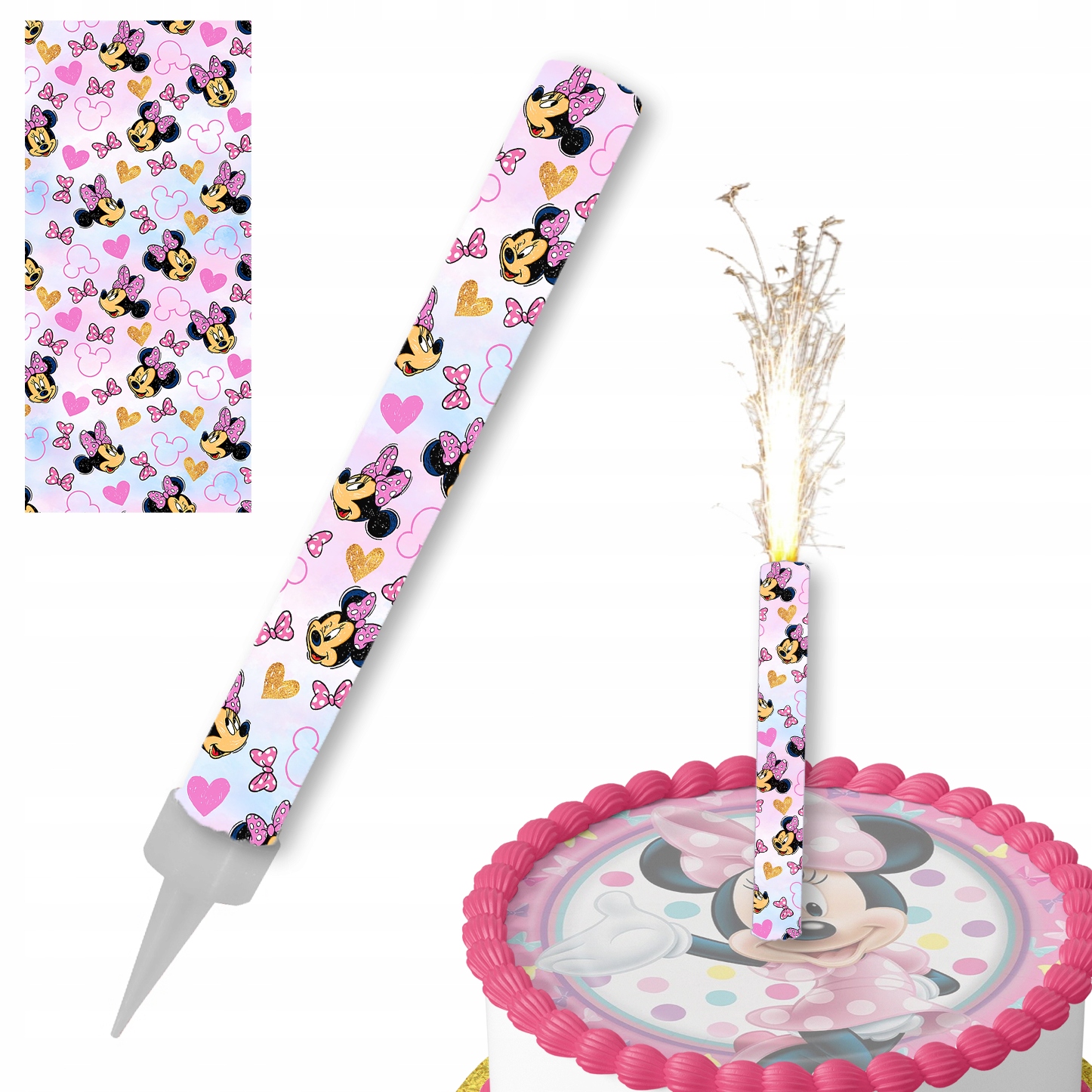 MICKEY EGÉR MINNIE GYERTYA TORTAFONTÁNA SZÜLETÉSNAPRA, BULIBA, 12 cm ...
