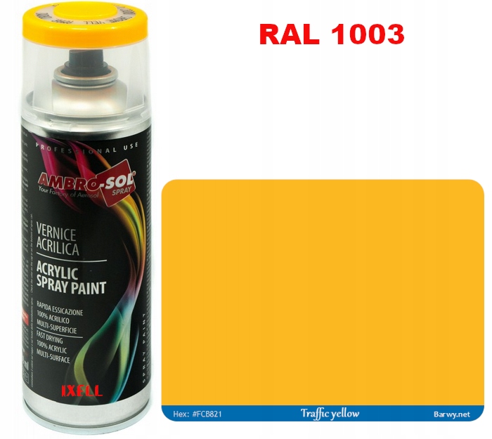 RAL 1003 ŻÓŁTY POŁYSK SPRAY 400ml profesjonal-line HQ AMBROSOL 1233 ...