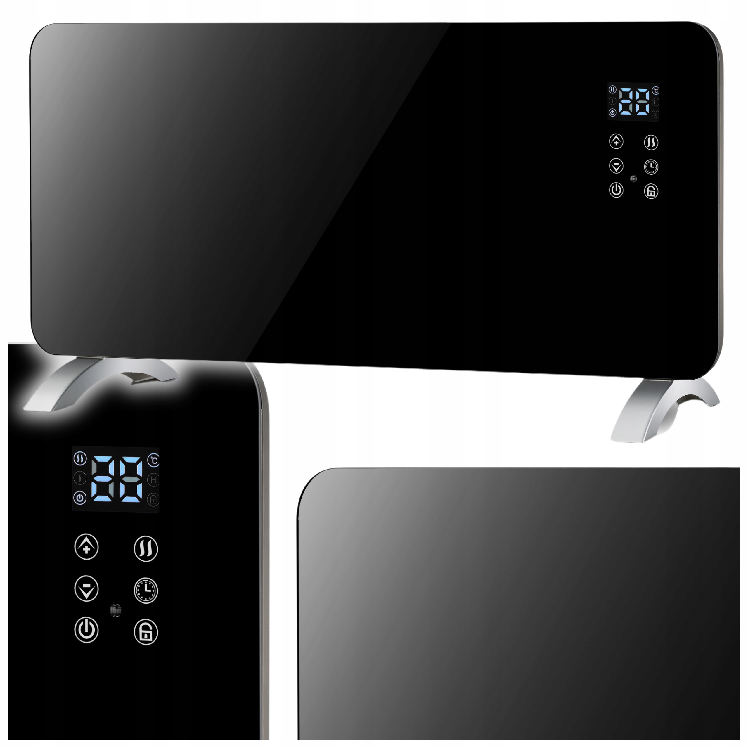 SKLENENÝ KONVEKTOROVÝ OHRIEVAČ LED VOLTENO SILNÝ 2000W VO2465 ČIERNY ...