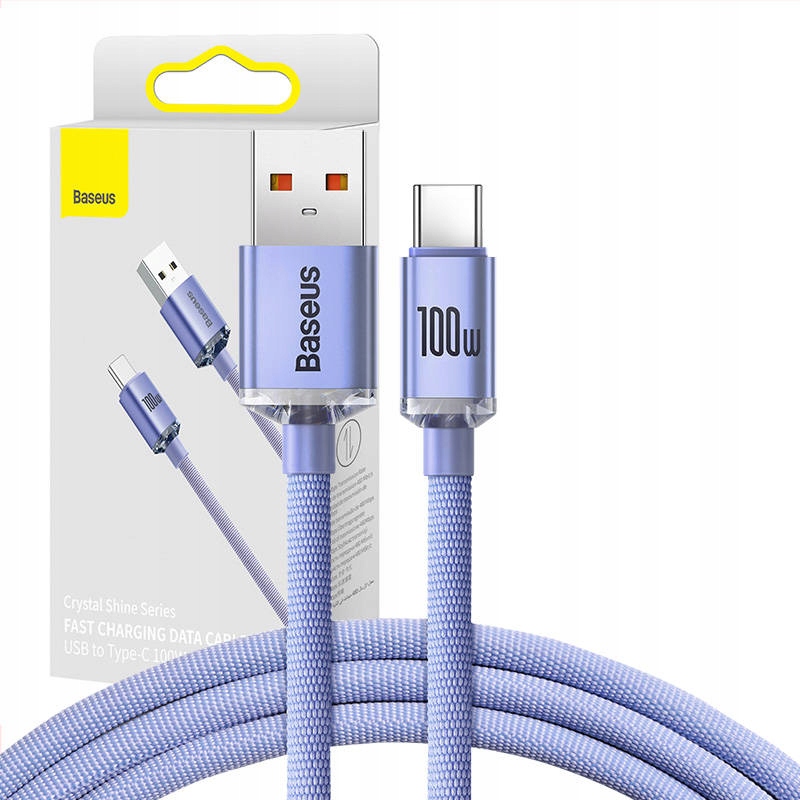 Kabel Baseus USB - USB typ C 1,2 m fioletowy - Sklep, Opinie, Cena w Allegro
