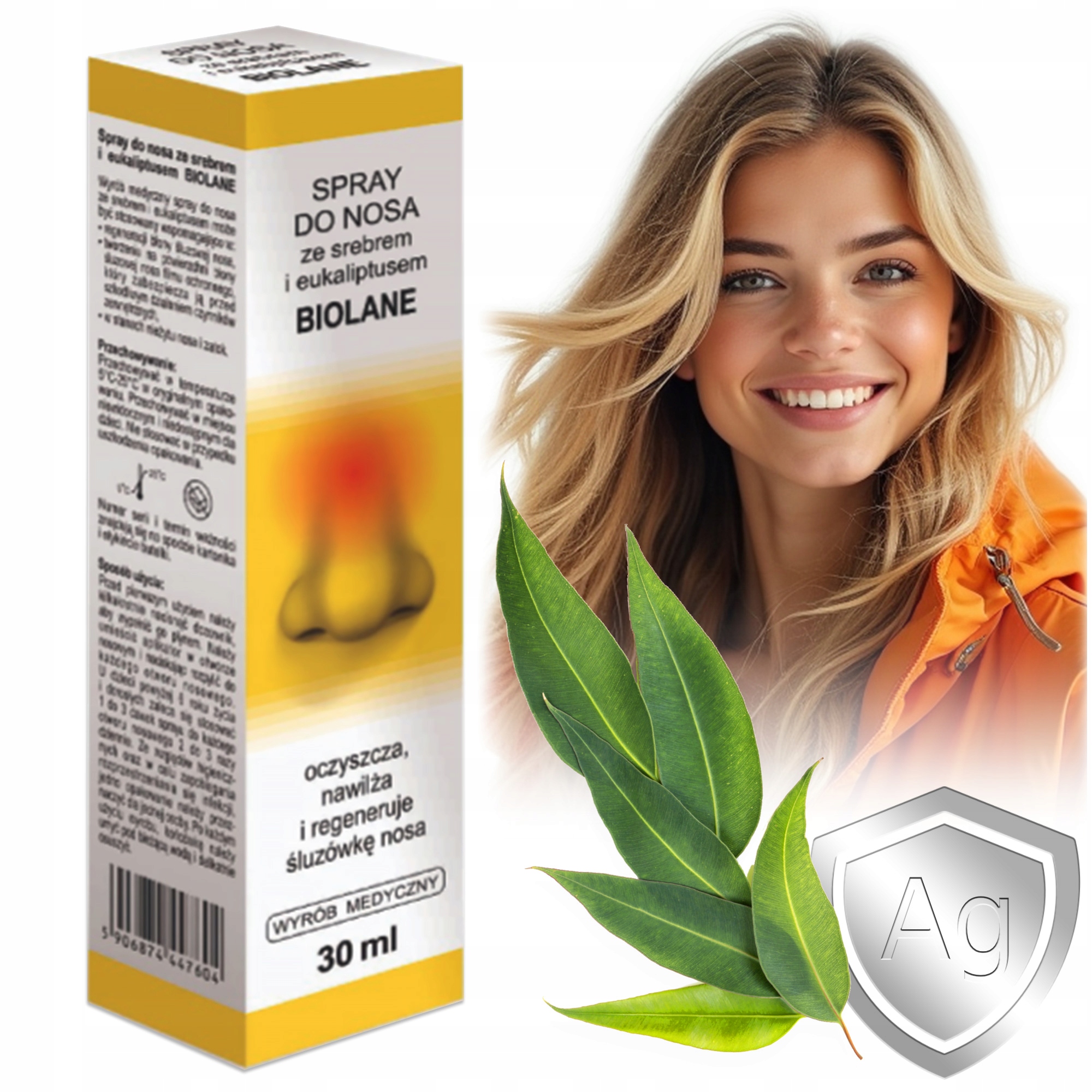 SPRAY DO NOSA ZE SREBREM I EUKALIPTUSEM na PRZEWKLEKŁE ZATOKI, UDRAŻNIA NOS (5906874447604 ...