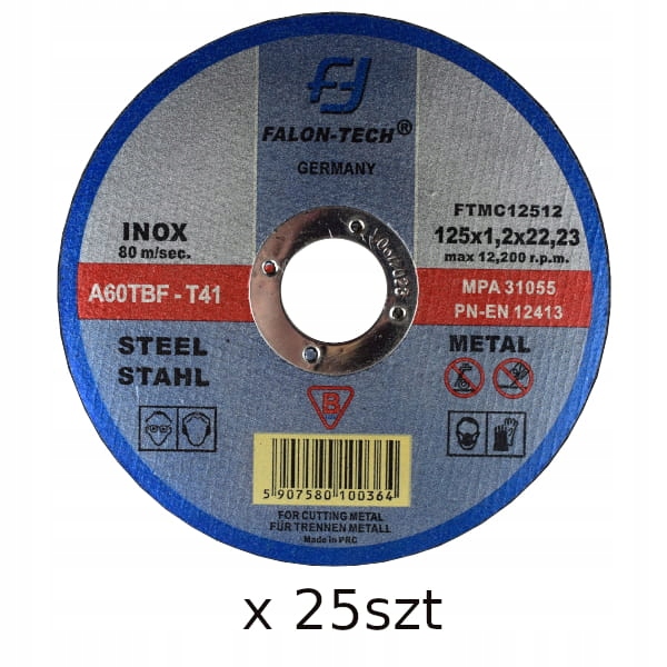 25 x TARCZA DO CIĘCIA METALU FALON INOX 125X1,2 mm (5907580100364) • Cena, Opinie • Tarcze i ...