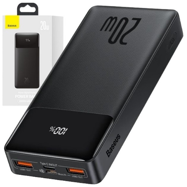 BASEUS POWER BANK 20000mah POWERBANK 20W PD 3x USB USB-C TYP-C 3A QC 3.0 - Sklep, Opinie, Cena w ...