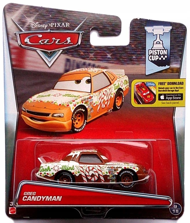 MATTEL CARS AUTA GREG CANDYMAN #101 1:55 NOWY !!! (887961561746) • Cena ...