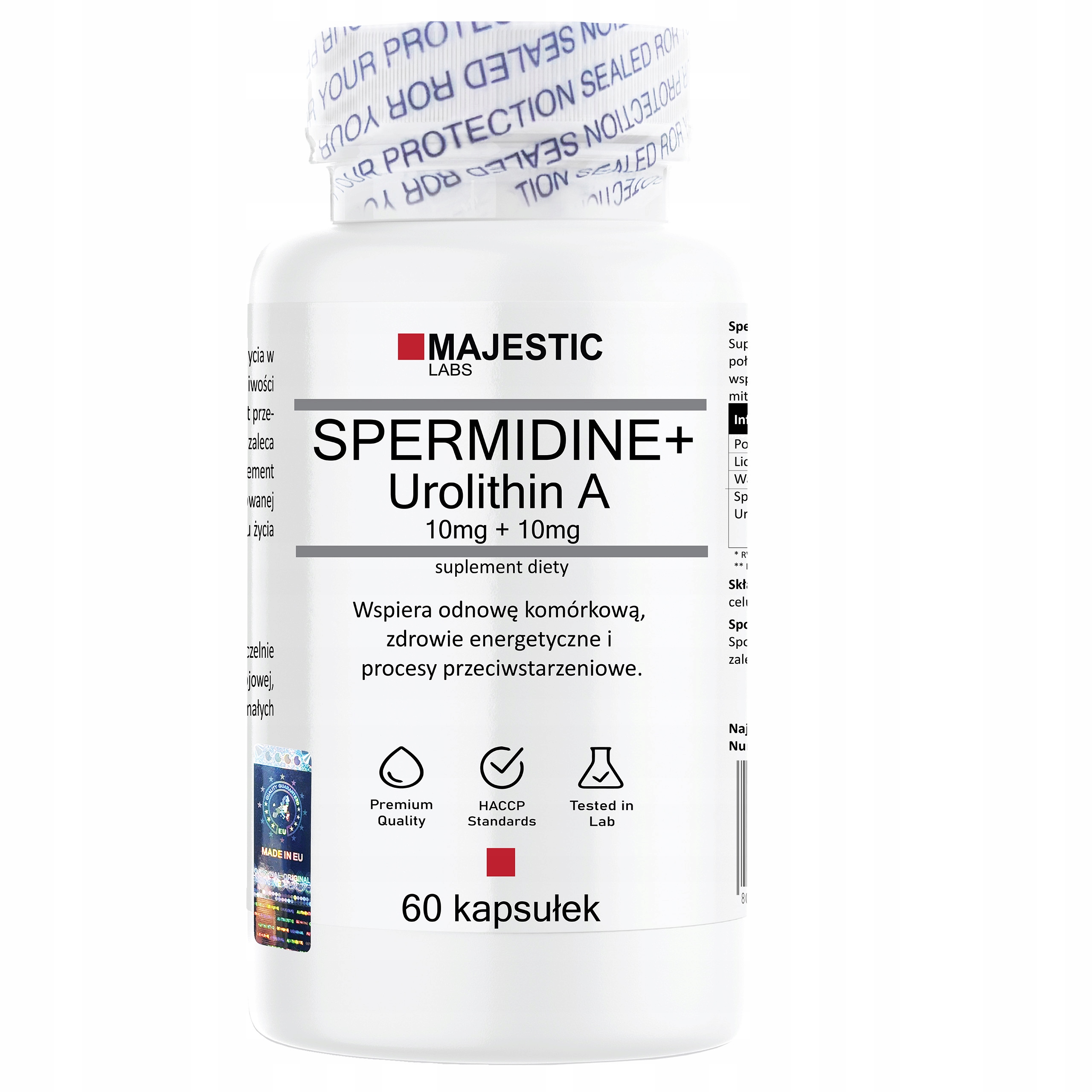 Suplement diety Majestic Labs spermidyna + urolityna A 10 mg - 60 kaps ...