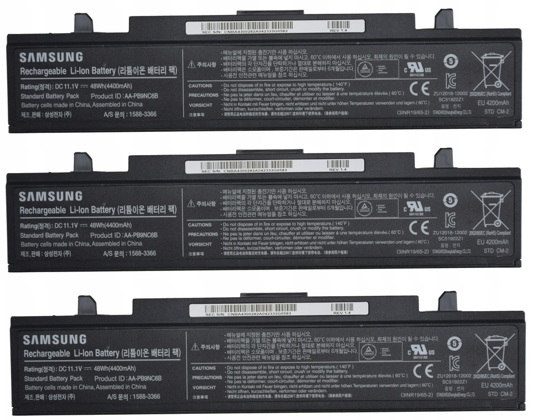 3x Bateria SAMSUNG AA-PB9NC6B 4400mAh Oryginalna R420 R519 R620 R720 ...