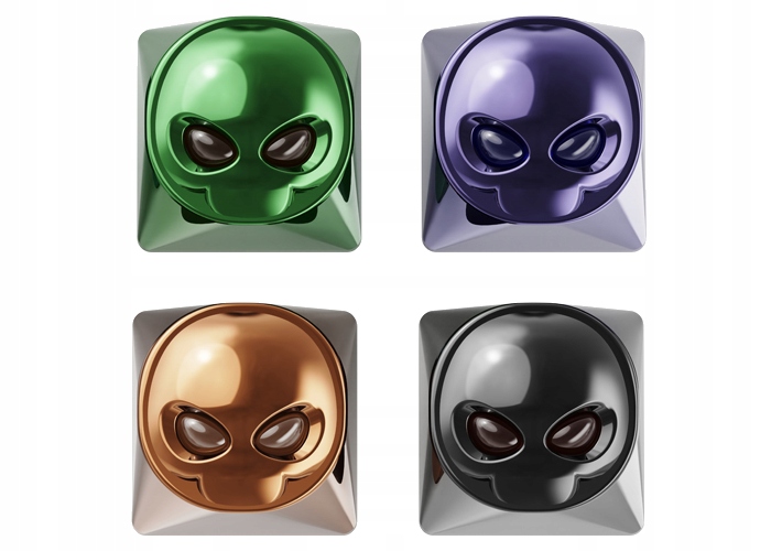 KEYCAPS KLAWIATURA KLAWISZE ALIEN SZARAK x4 KOLORY / PODŚWIETLANE OCZY ...
