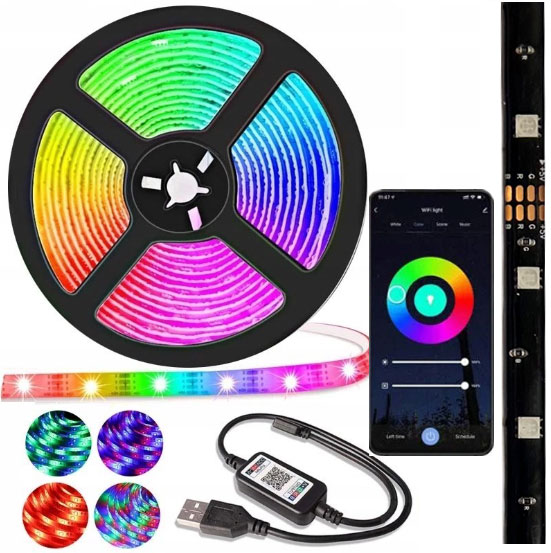 Taśma listwa LED 5M RGB 5050 APLIKACJA Bluetooth + PILOT (6920230614126 ...