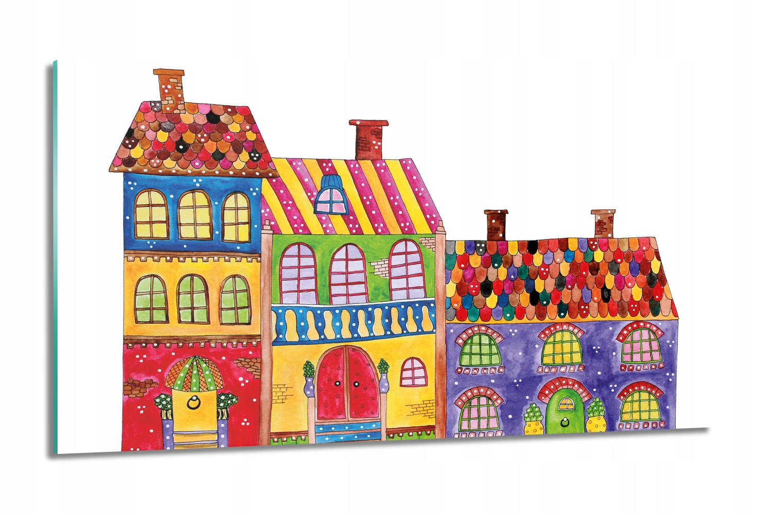 Domy rysunek kolory Foto na szkle 100x60 do kuchni • Cena, Opinie ...