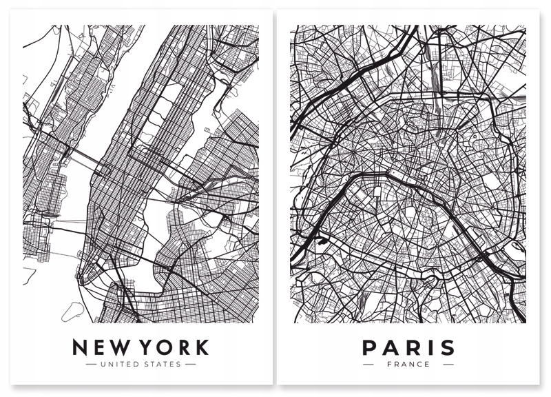 Plakáty, obrázky mapa, mapy, sada 2 grafik A3 za 539 Kč - Allegro