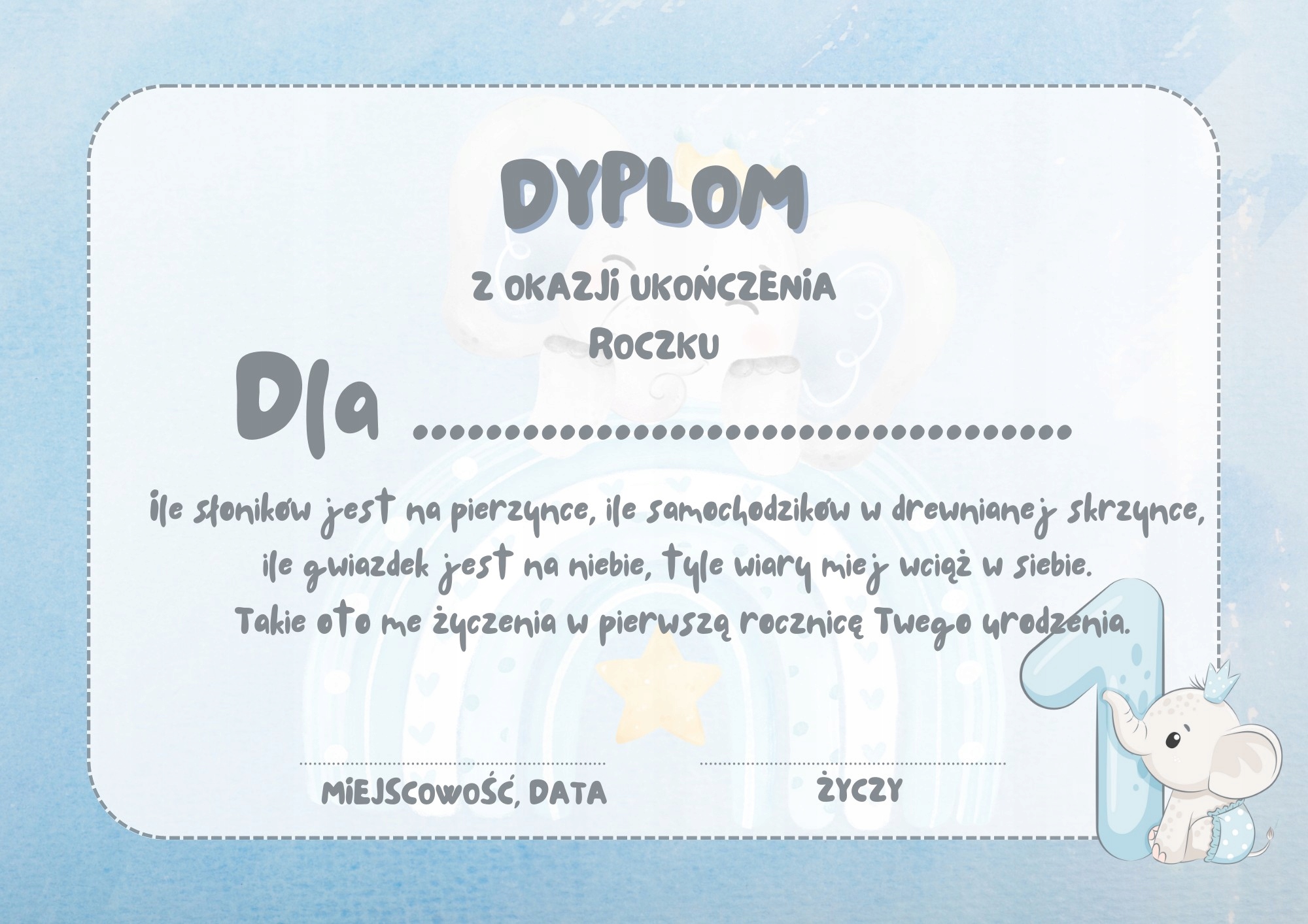 DYPLOM PREZENT DLA DZIECKA Na Roczek Błękitny • Cena, Opinie • Obrazki i plakaty 13860455533 ...