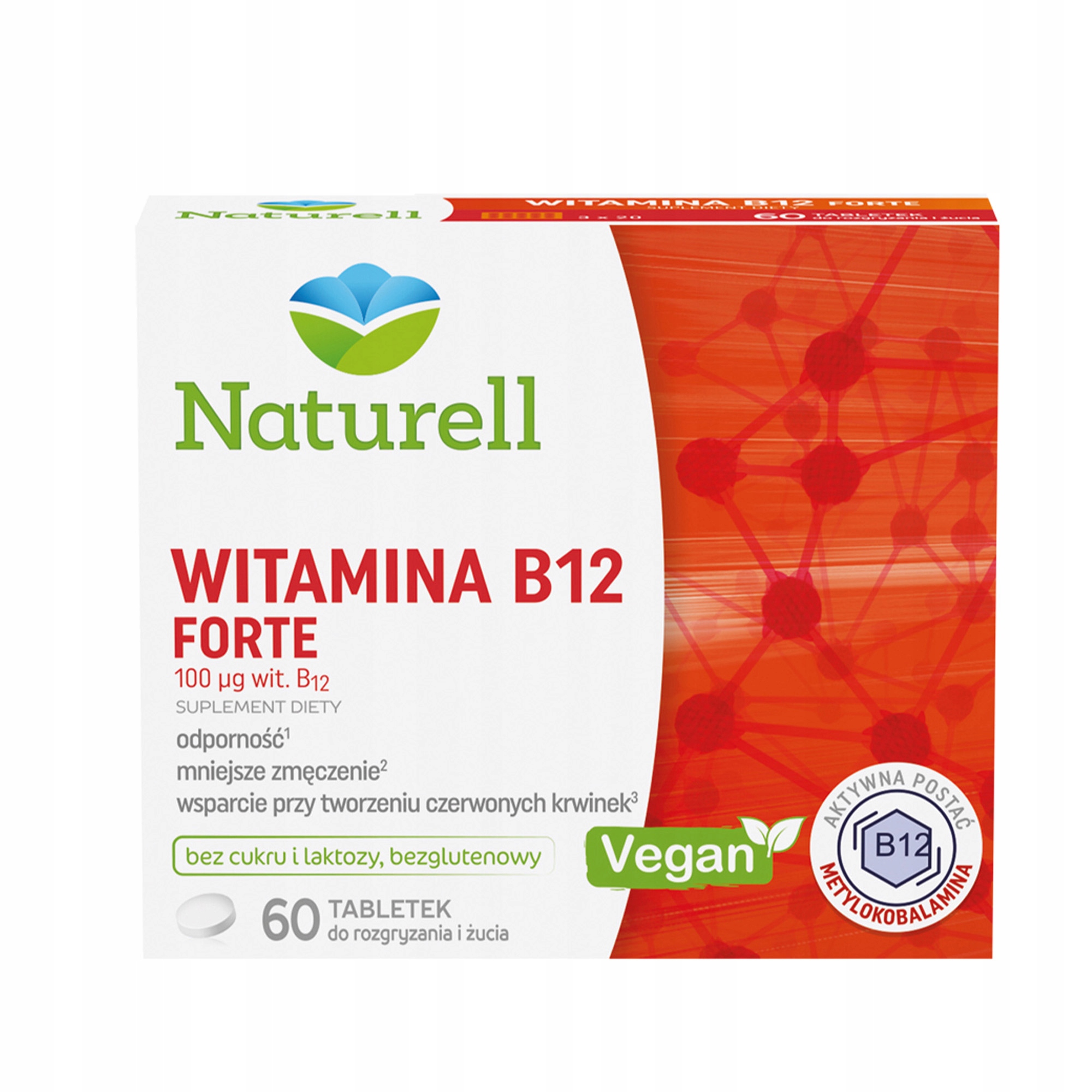 Naturell Witamina B12 Forte metylokobalamina 60 tabletek do żucia ...