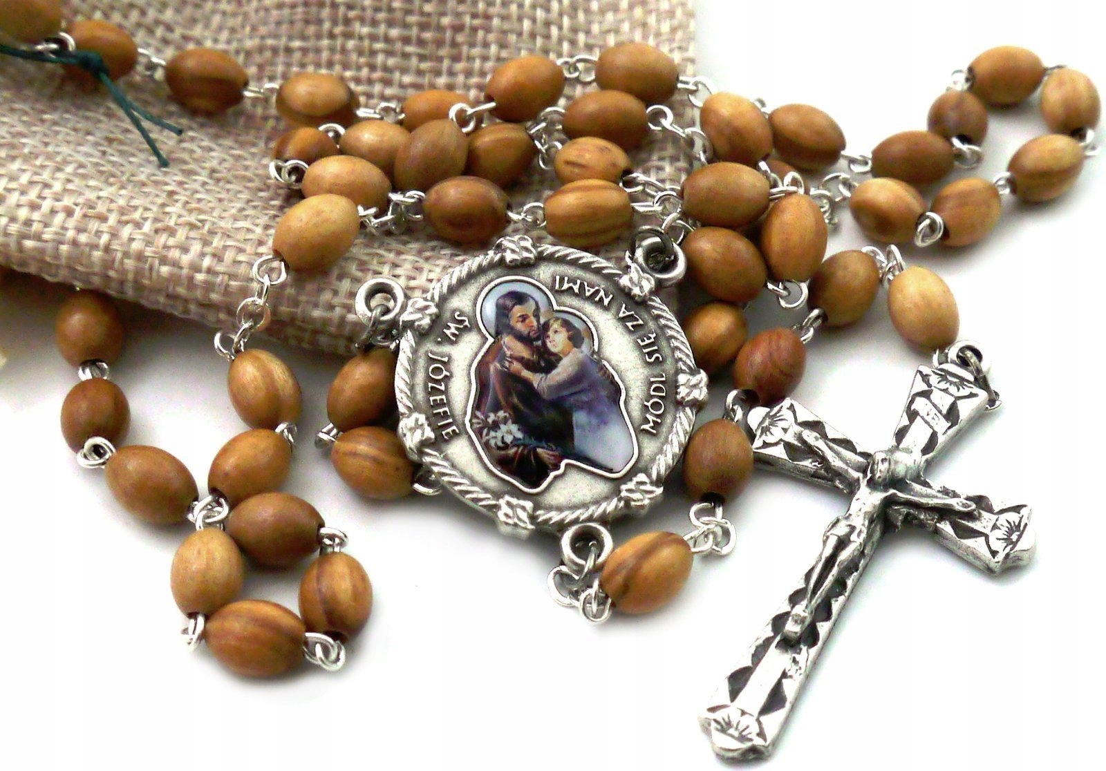 RóŻANIEC Z DRZEWA OLIWNEGO ŚWIĘTY JóZEF 14465189634 - Allegro.pl