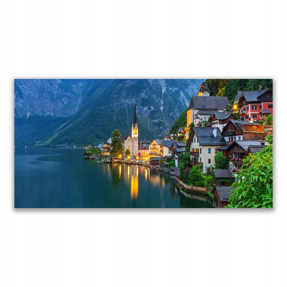 Obraz wiszący 140x70 Góry Miasteczko Nocą Jezioro • Cena, Opinie ...