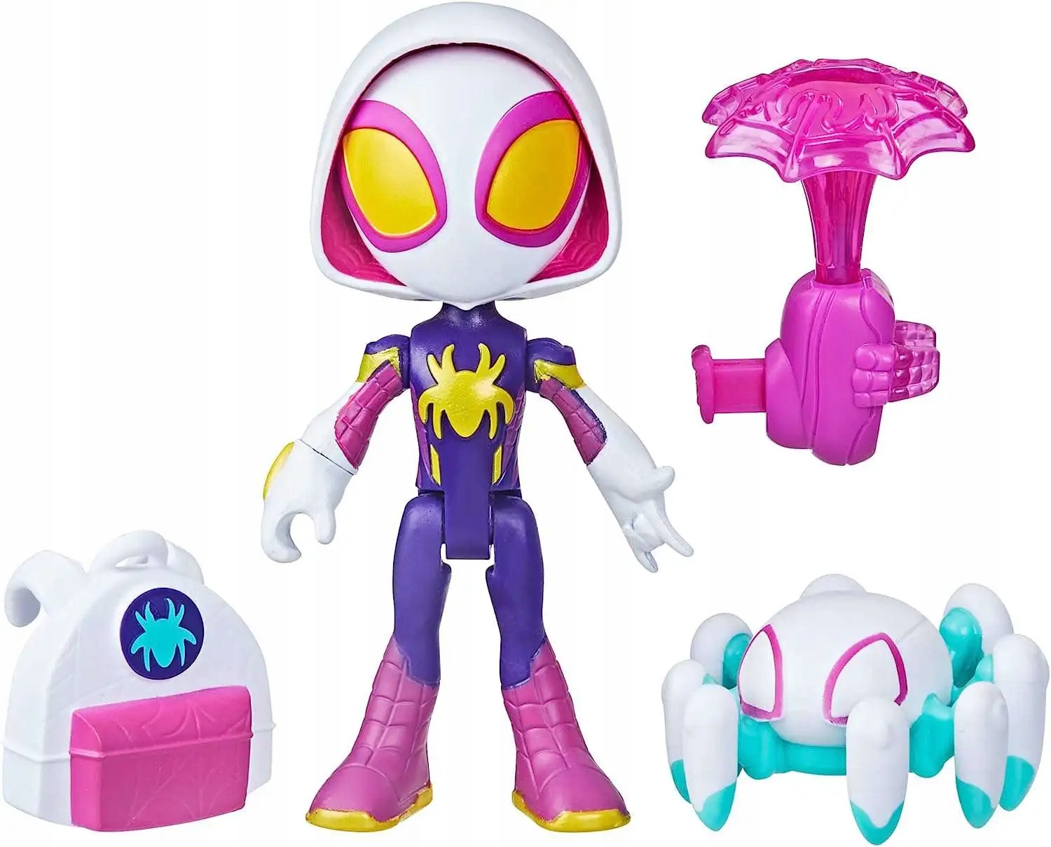 SPIDEY I SUPER KUMPLE FIGURKA GHOST-SPIDER + BOT + PLECAK I KRĘCENIE ...