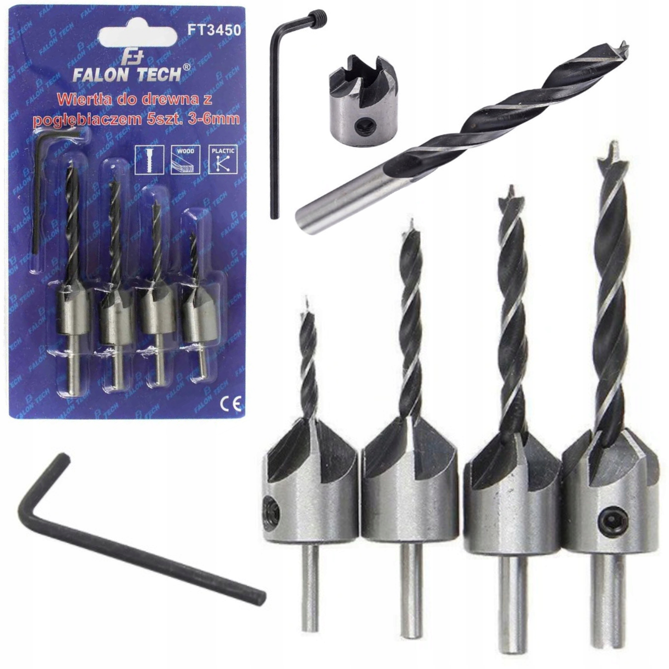 WIERTŁA DO DREWNA Z POGŁĘBIACZEM NAWIERTAKI 5EL (5907580100791) • Cena, Opinie 13892426014 • Allegro