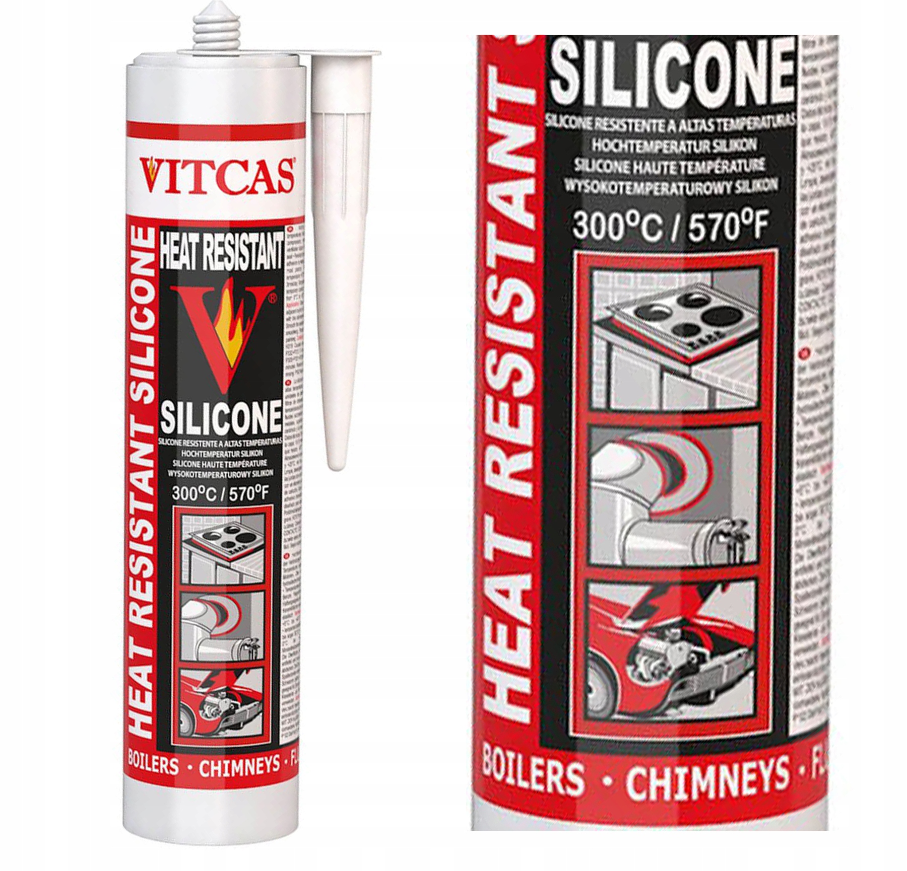 Silikon wysokotemperaturowy 315°C Vitcas 310ml (5060197260149) • Cena ...