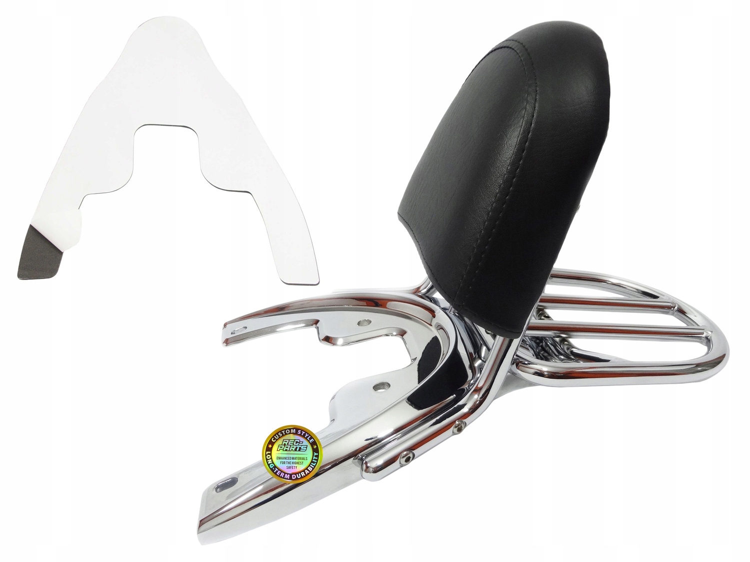 Utas háttámla Sissy bar + Csomagtartó + Króm lemez Harley V-ROD 02-06 ...