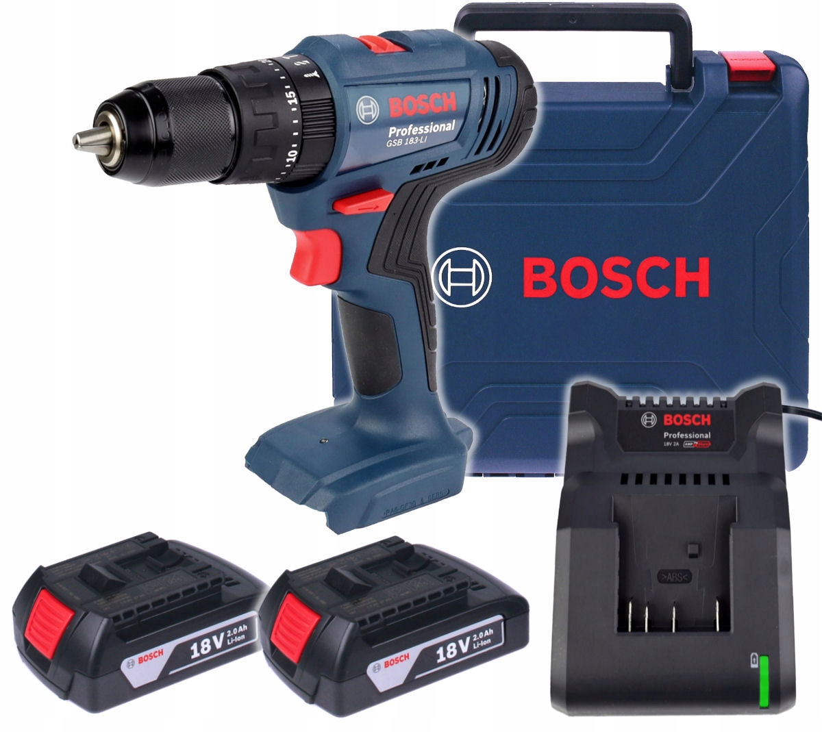 Wkrętarka akumulatorowa Bosch GSB 183-LI 18 V 2,0 Ah 56 Nm z walizką ...