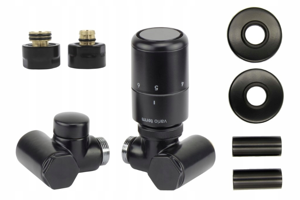 Zawór termostatyczny do grzałki INTEGRA czarny mat prawy Pex głowica ...