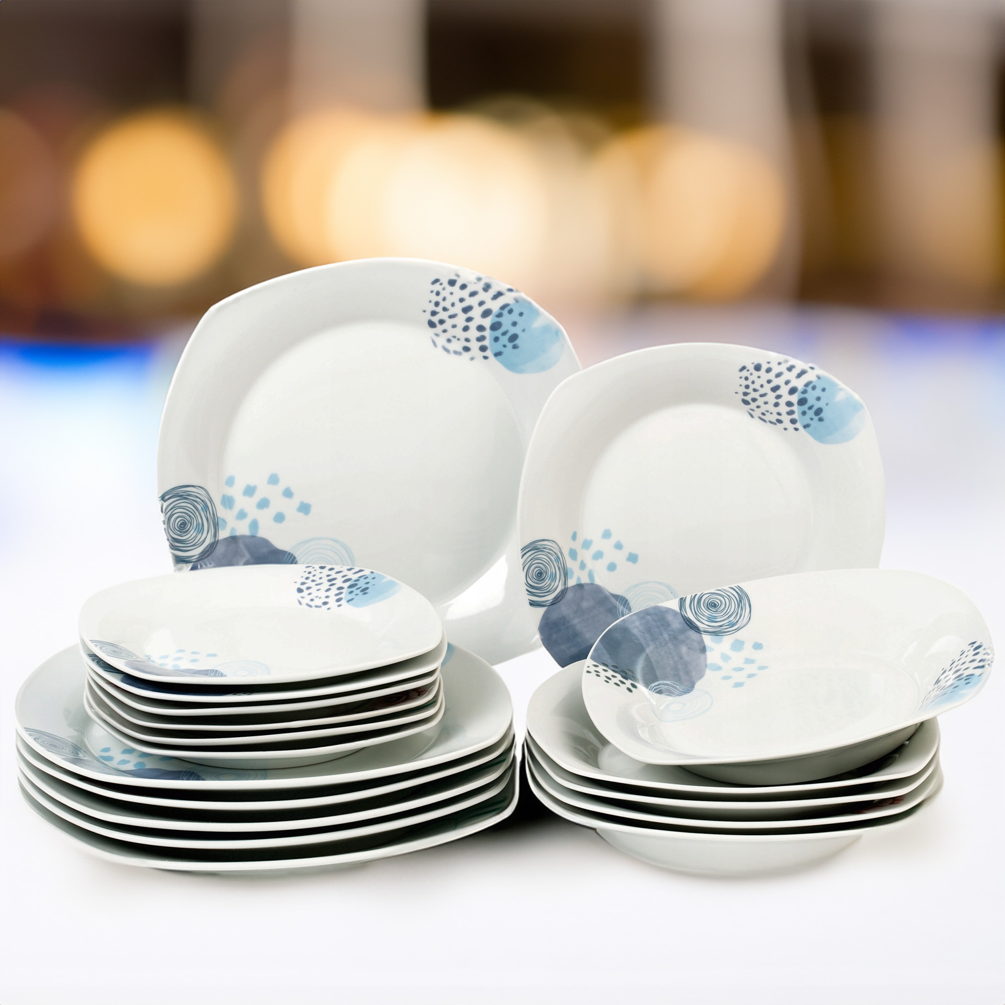 SERWIS OBIADOWY PORCELANOWY ZESTAW TALERZY BIAŁY NA 6 OSÓB WZÓR ...