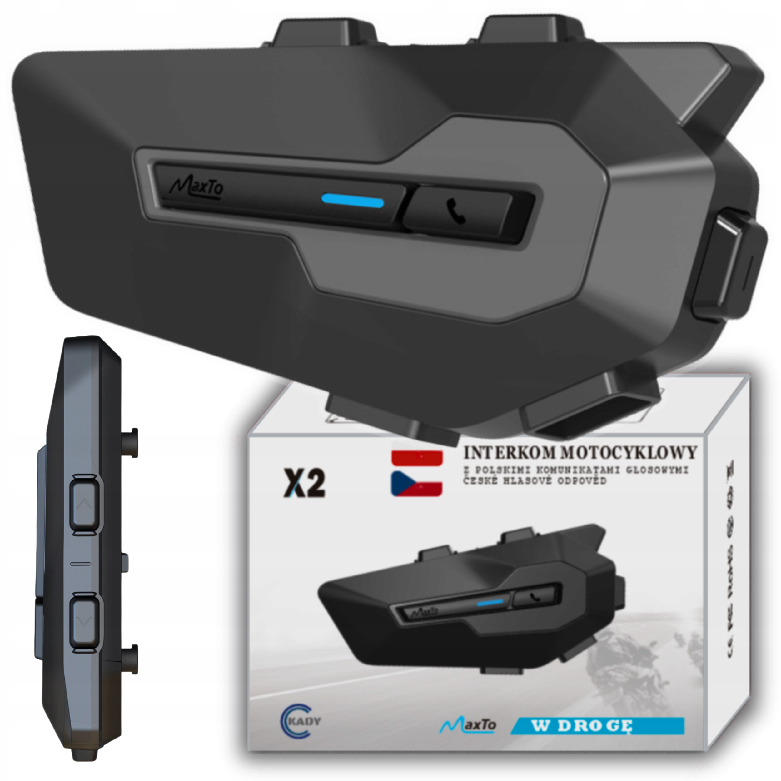 INTERKOM MOTOCYKLOWY BLUETOOTH MAXTO X2 |1000M|POLSKI LEKTOR| MUSIC SHARING 5903815416729 za 199 ...