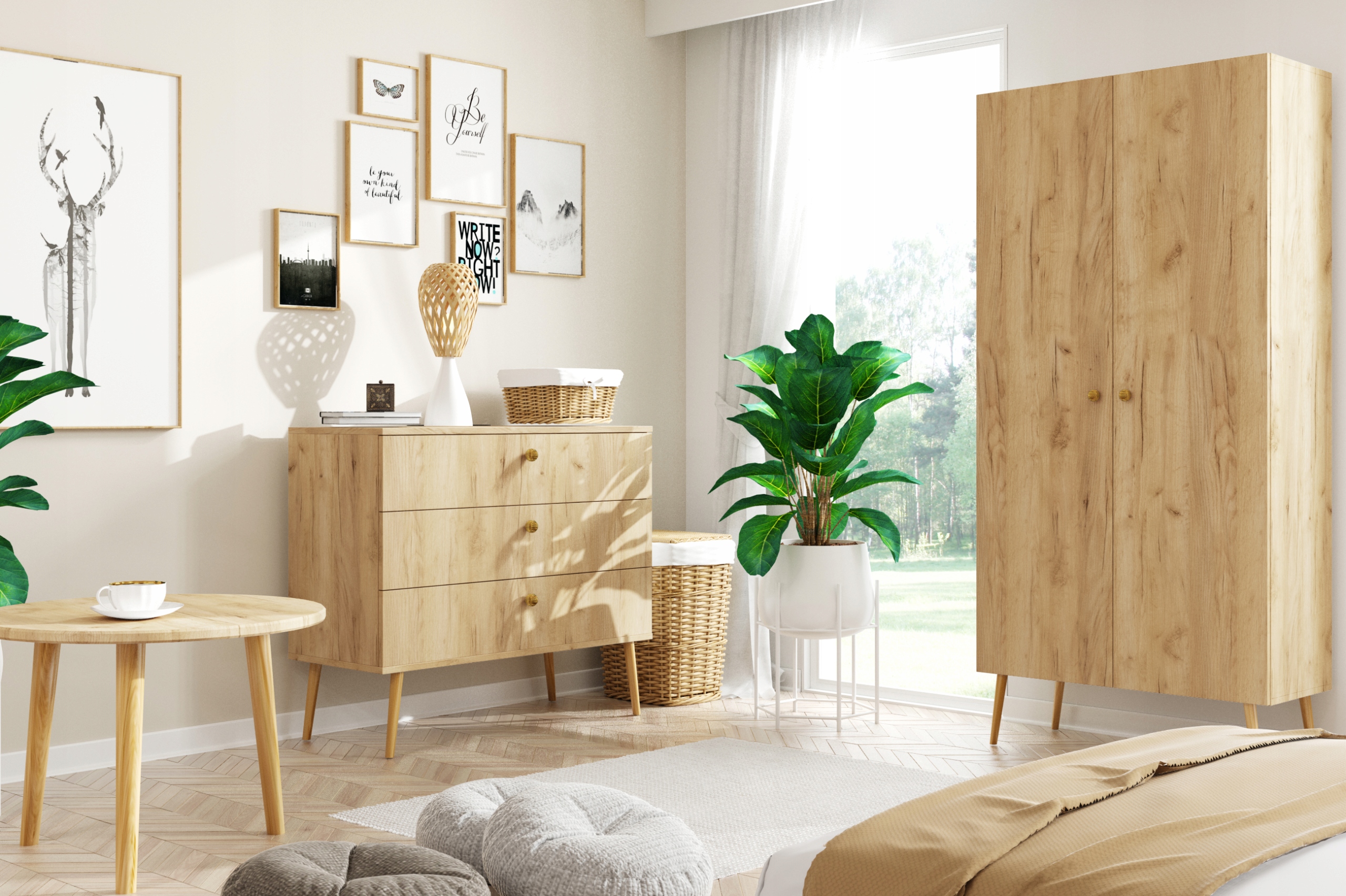 Meble do salonu w stylu skandynawskim boho • Cena, Opinie • Zestawy ...