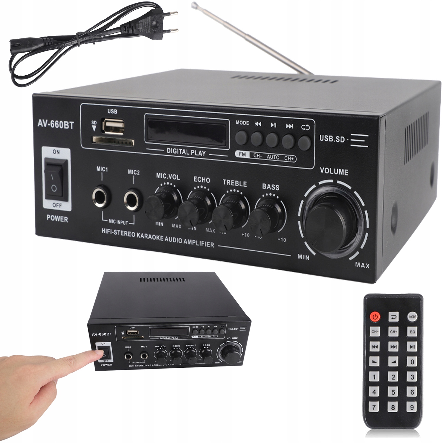 AMPLITUNER WZMACNIACZ CYFROWY STEREO ODBIORNIK BLUETOOTH RADIO FM + PILOT - Sklep, Opinie, Cena ...