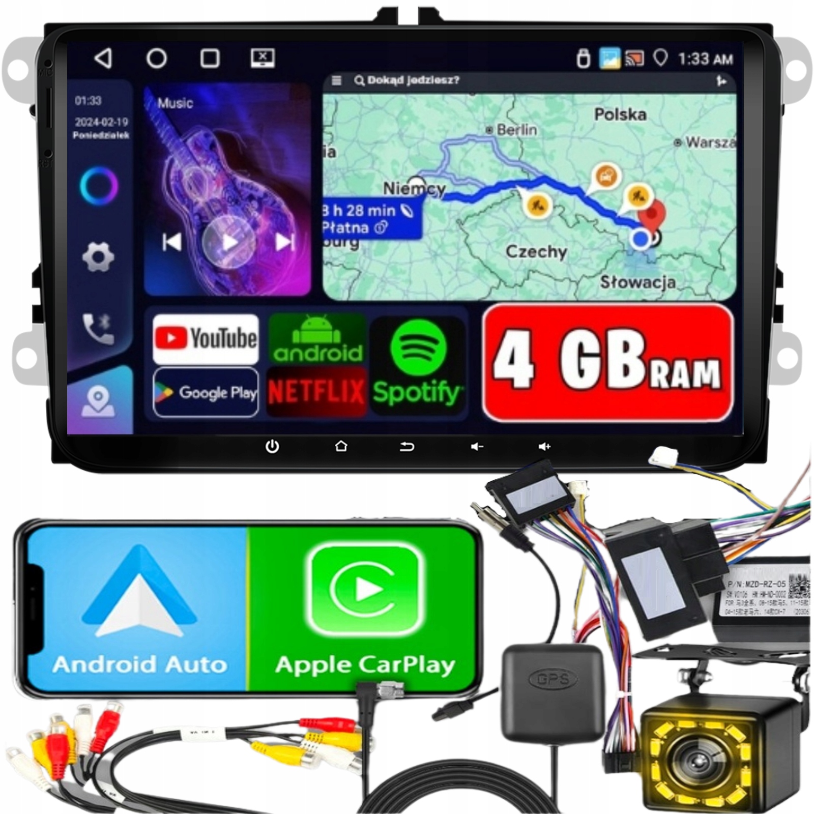 RADIO do VOLKSWAGEN SEAT SKODA VW PASSAT B6 B7 GOLF 5 V 6 CarPlay Android - Sklep, Opinie, Cena ...