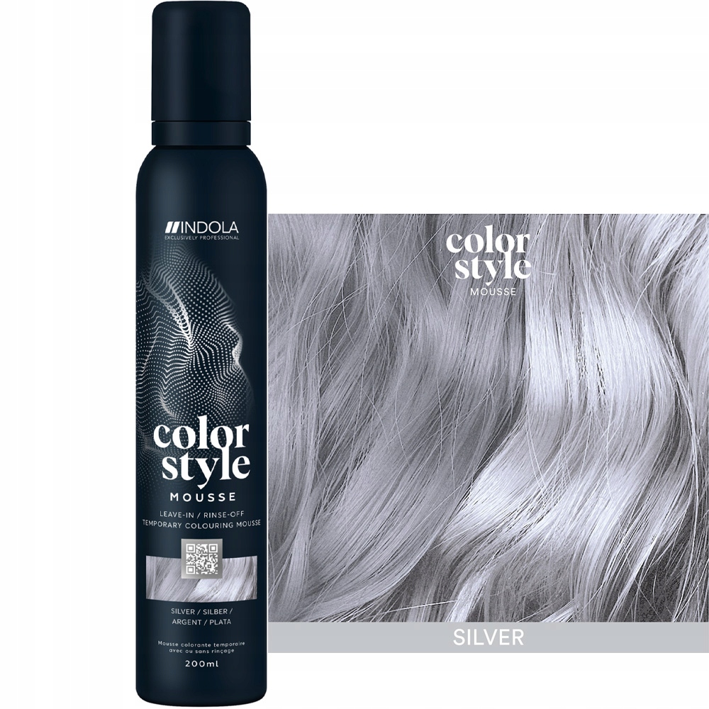 Pianka koloryzująca INDOLA Color Style Mousse Silver, Srebrna 200ml (4067971003061) • Cena ...