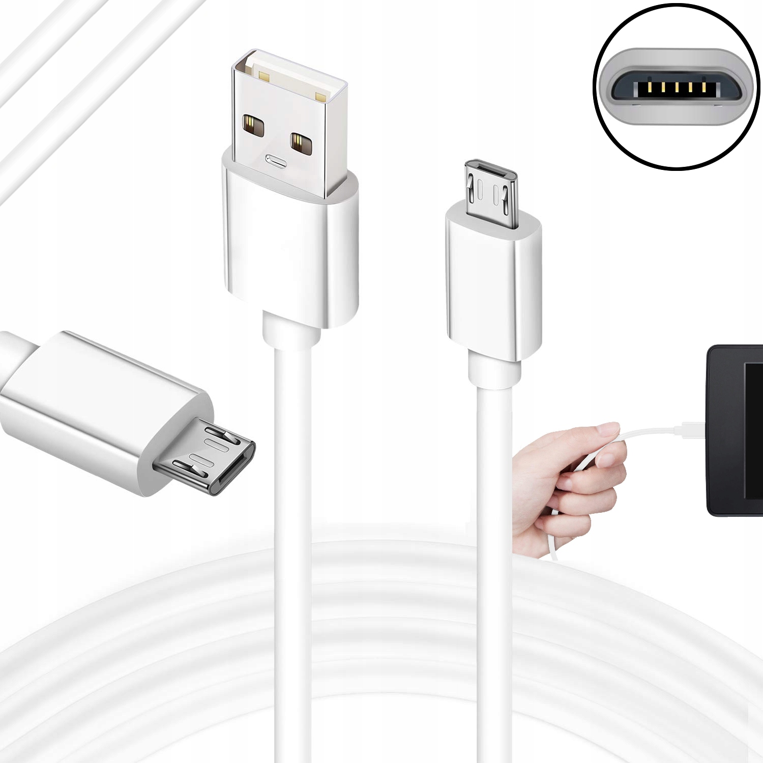 Kabel LTC USB - microUSB typ B 2 m biały - Sklep, Opinie, Cena w Allegro