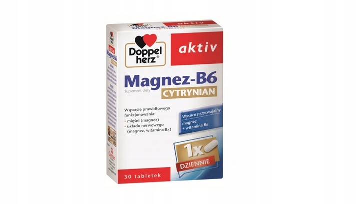 Doppelherz aktiv Magnez-B6 cytrynian 30 tabletek (4009932572841) • Cena, Opinie • Preparaty ...