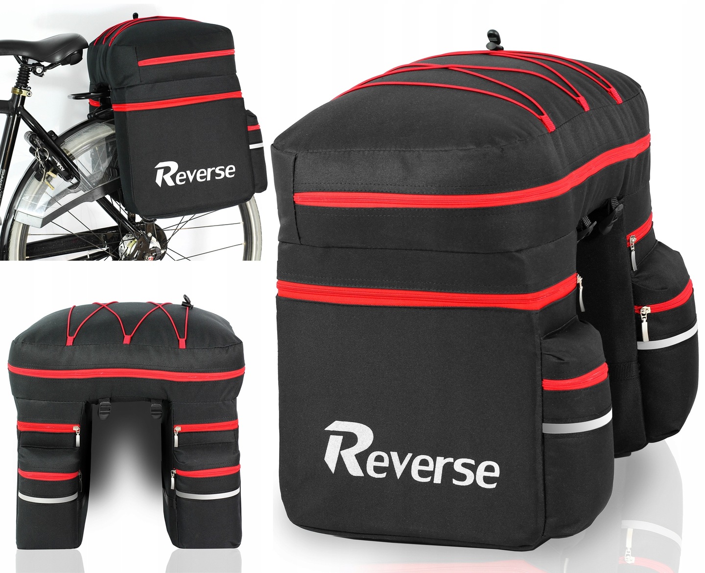 Torba rowerowa na bagażnik ROWER SAKWA 3 KOMORY pojemna praktyczna DUŻA ...