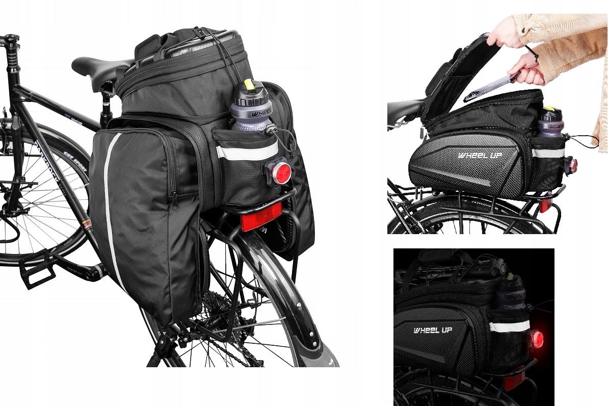 Sakwa do rowera tylna Wheel-Up na bagażnik DUŻA SZTYWNA Czarna 17-35 L ...