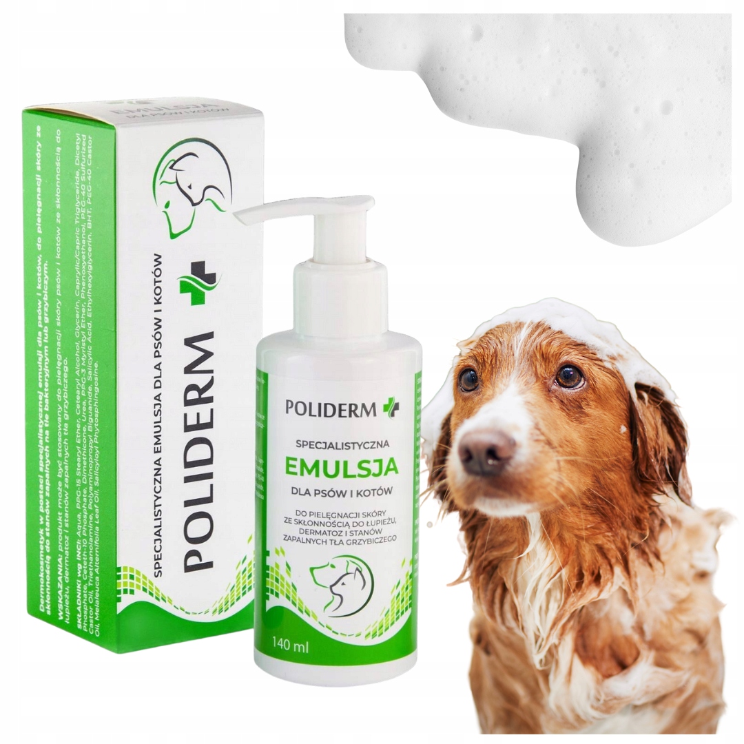 POLIDERM EMULSJA DLA PSA KOTA STANY ZAPALNE SKÓRY DERMOKOSMETYK 140ML ...