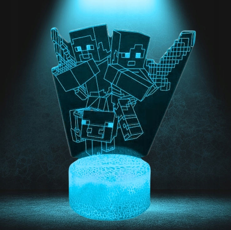 Lampka LED 3D Minecraft Steve 16 kolorów + Pilot (5905947381838) • Cena ...