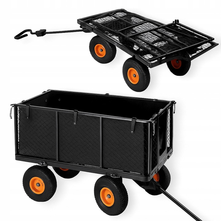 DUŻY WÓZEK OGRODOWY TRANSPORTOWY ROZKŁADANY PRZYCZEPKA 500KG BURTY 41cm (5908305884286) • Cena ...