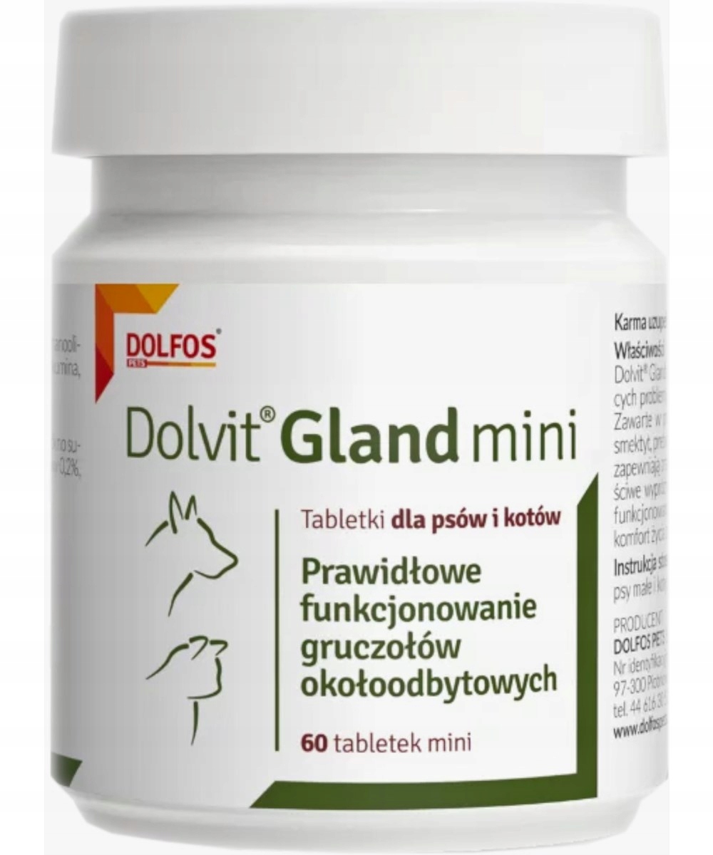 DOLVIT GLAND MINI 60 TAB funkcjonowanie gruczołów okołoodbytowych pies kot (5903772192704 ...