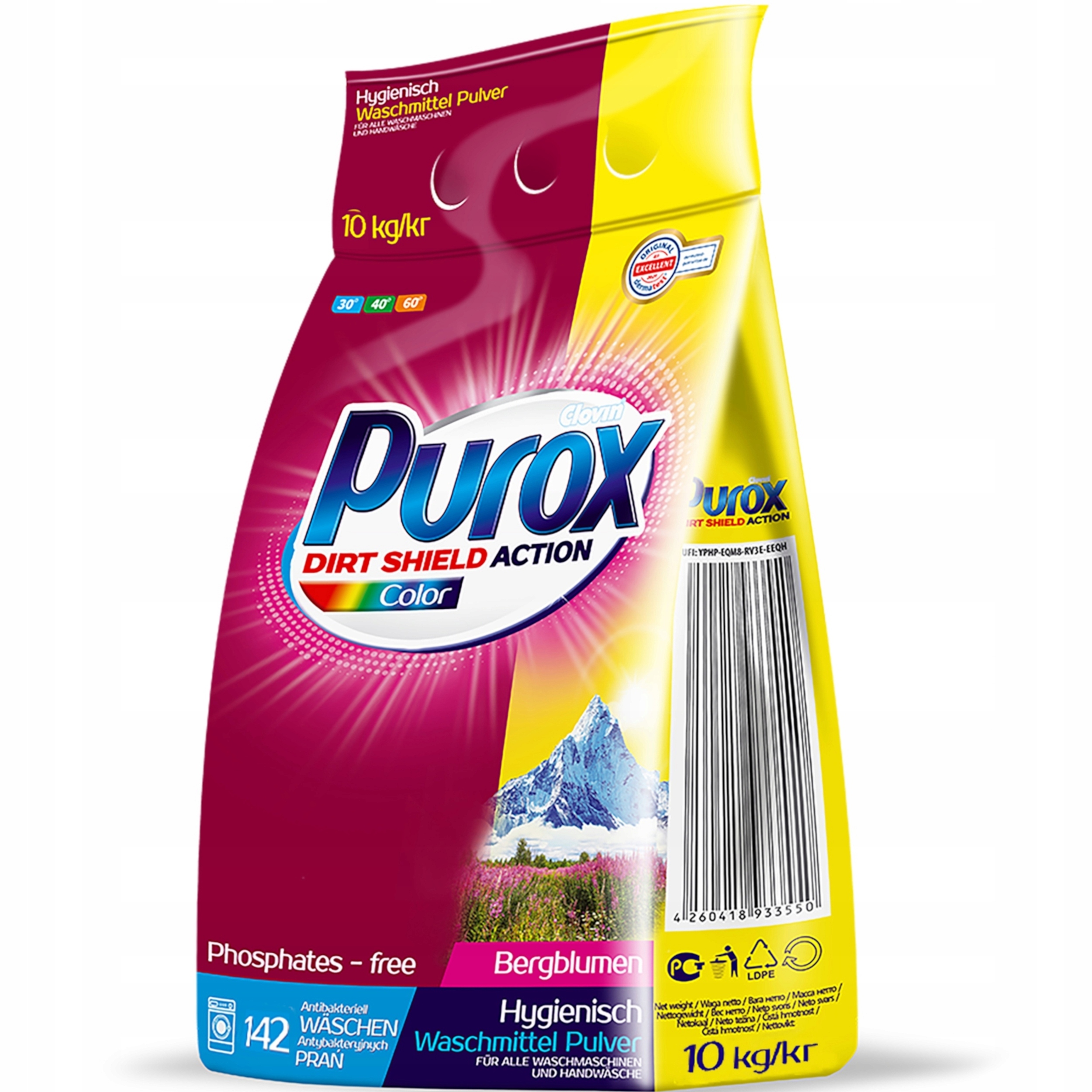 PUROX NIEMIECKI PROSZEK DO PRANIA KOLORÓW 10KG 142 PRANIA (755387966622 ...