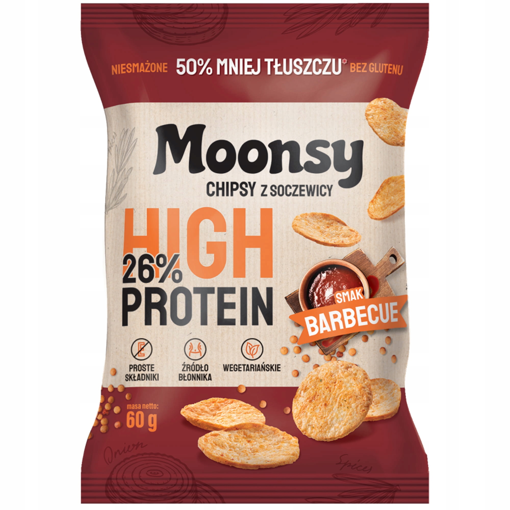 Eurowafel Moonsy Chipsy z soczewicy o smaku Barbecue 60 g (5903938755835) • Cena, Opinie ...
