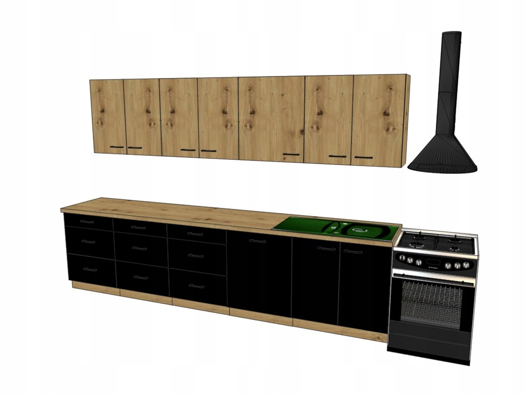 Meble kuchenne Modena 320 cm, blat • Cena, Opinie • Zestawy mebli ...