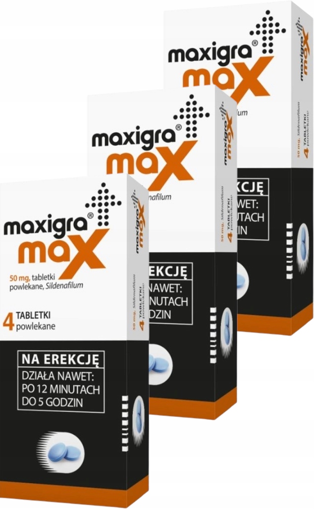 Maxigra Max Tabletki na potencję na erekcję sildenafil 50 mg 3 x 4 ...