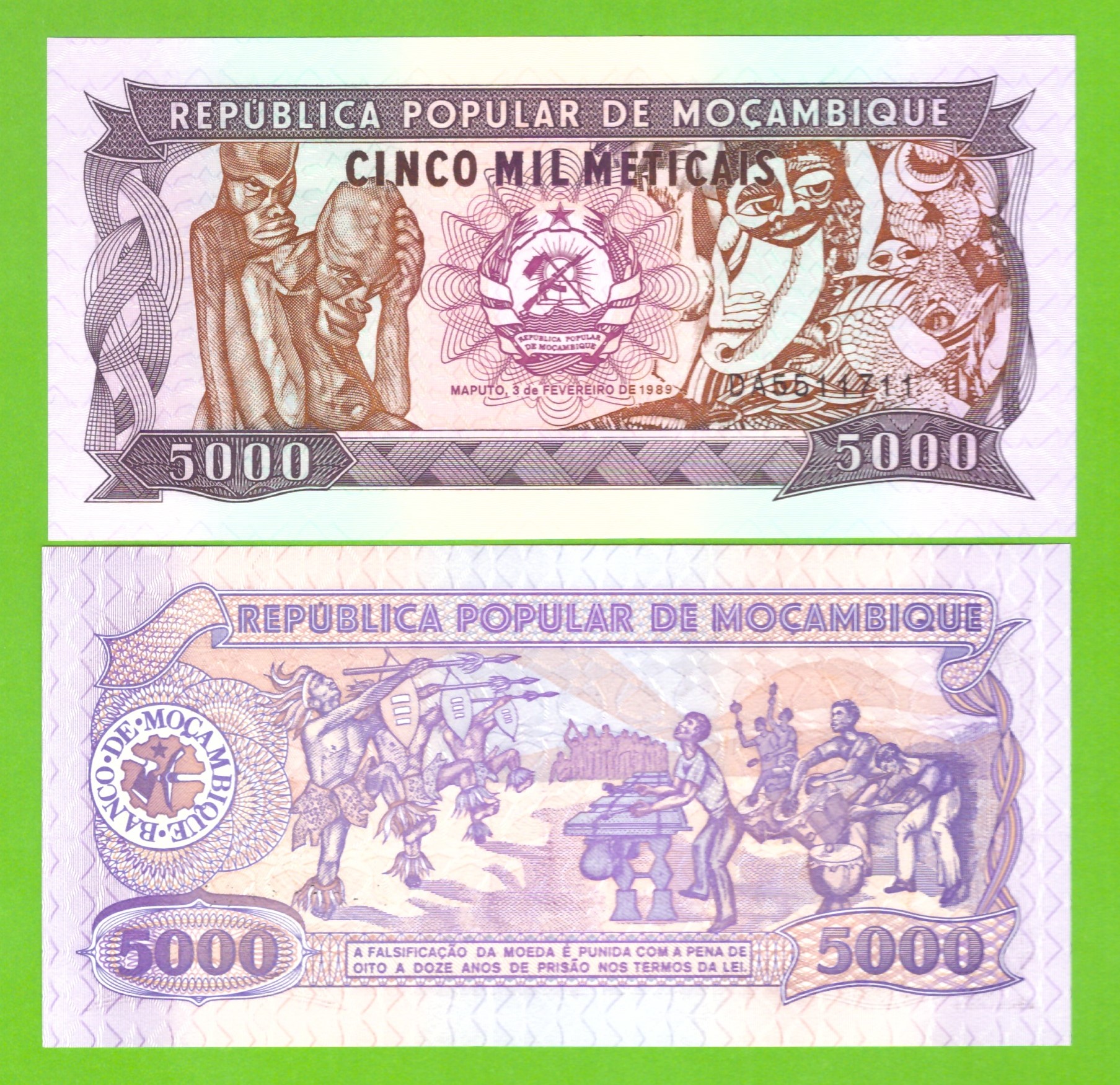 MOZAMBIK 5000 METICAIS 1989 P-133 UNC 14295763534 - Allegro.pl MOZAMBIK 5000 METICAIS 1989 P-133 UNC 14295763534 - Allegro.pl