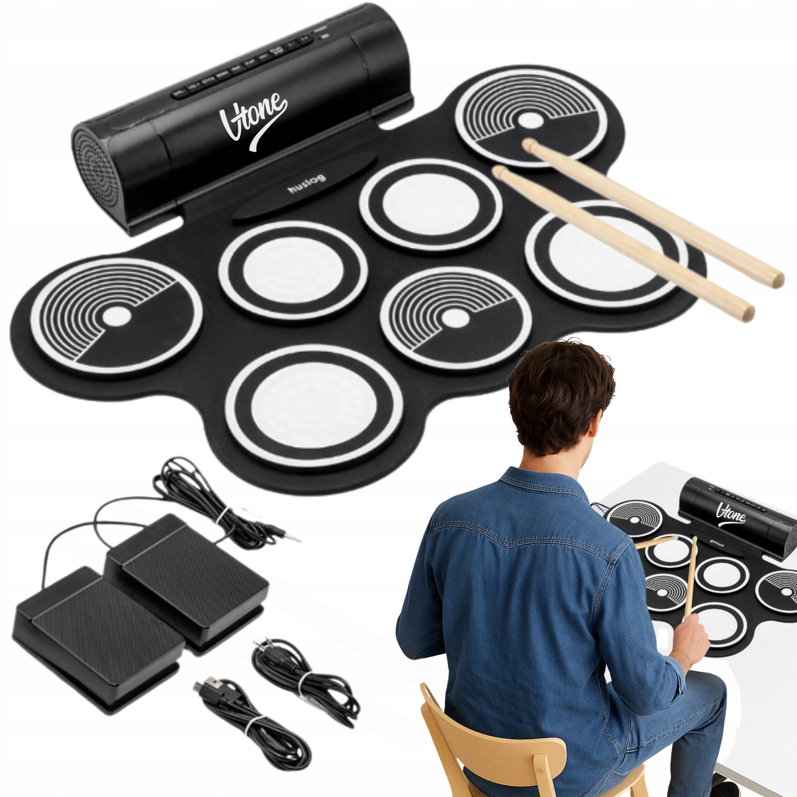 ZWIJANA PERKUSJA ELEKTRONICZNA ROLL UP DRUM PODRĘCZNA DO NAUKI NA ...