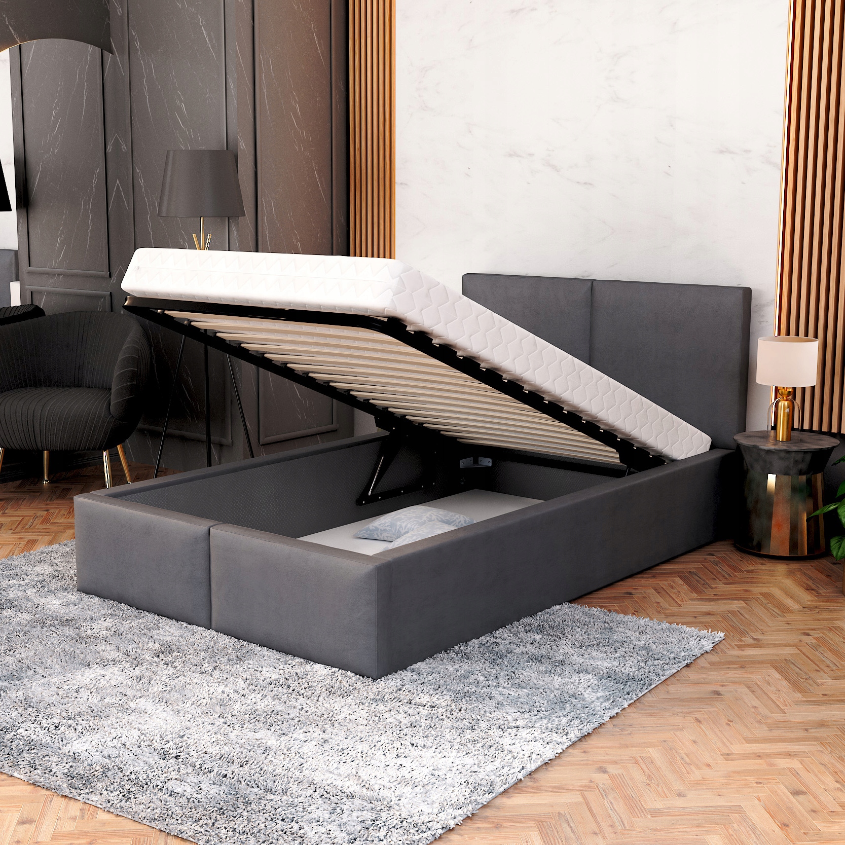 Postel 90x200 čalouněný rošt matrace Amber za 6736.00CZK - Allegro