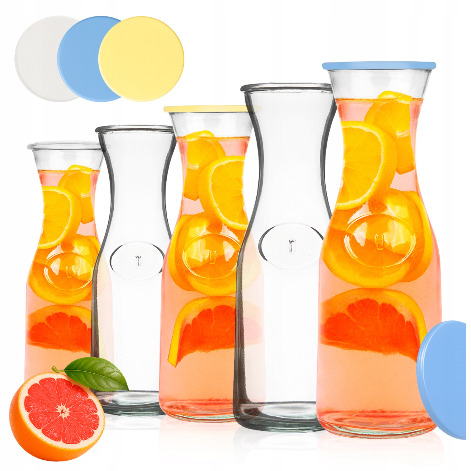 5x SZKLANA KARAFKA 1L DZBANEK NA WODĘ SOKI LEMONIADĘ NAPOJE DO WODY WINA (5905325320206) • Cena ...