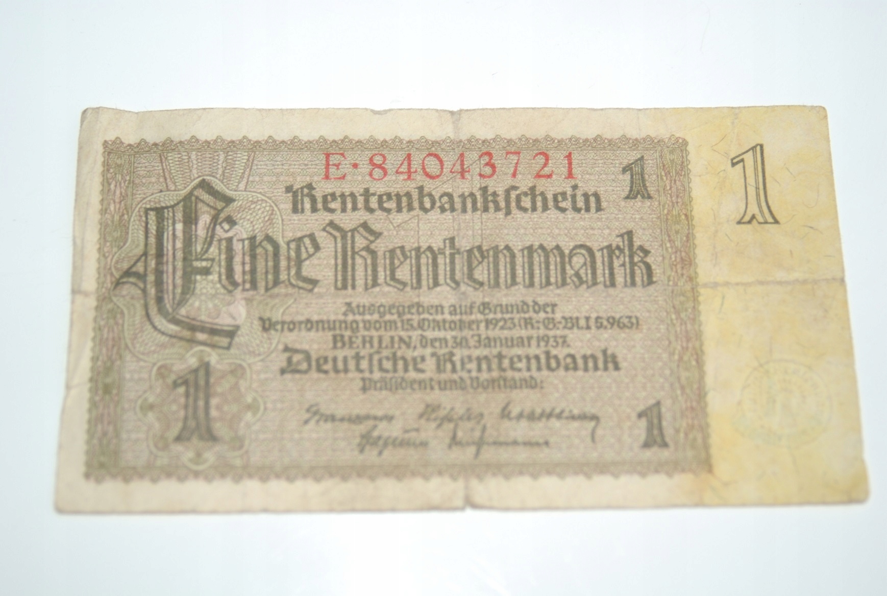 Stará bankovka 1 značka fine rentenmark 1937r antik za 219.00CZK - Allegro