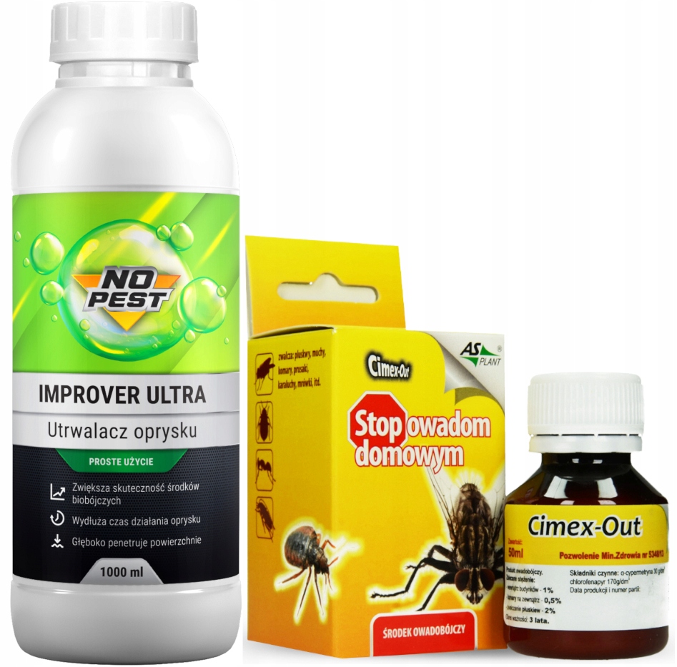 OPRYSK NA PLUSKWY DOMOWE PCHŁY OWADY MUCHY CIMEX OUT + UTRWALACZ NO ...