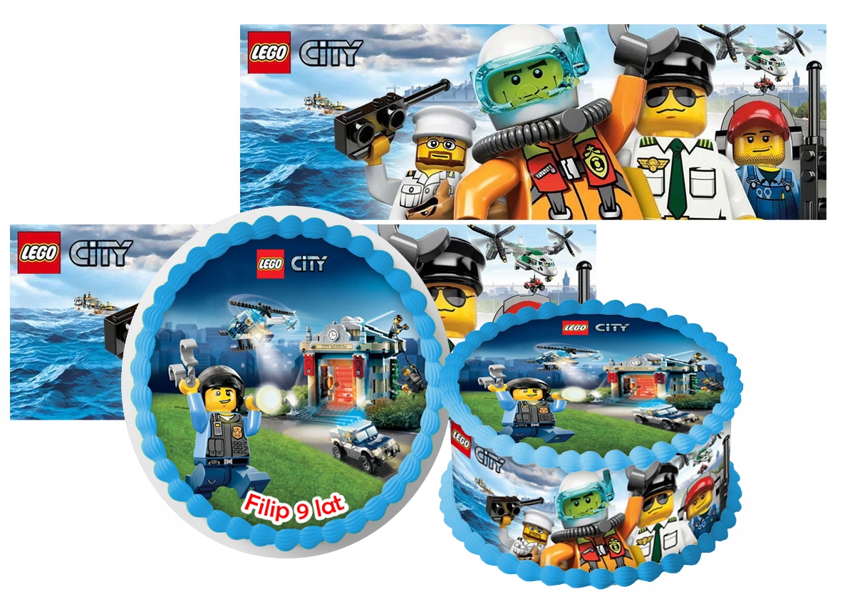 ZESTAW OPŁATEK NA TORT BOKI - LEGO CITY POLICJA (5904107778976) • Cena ...